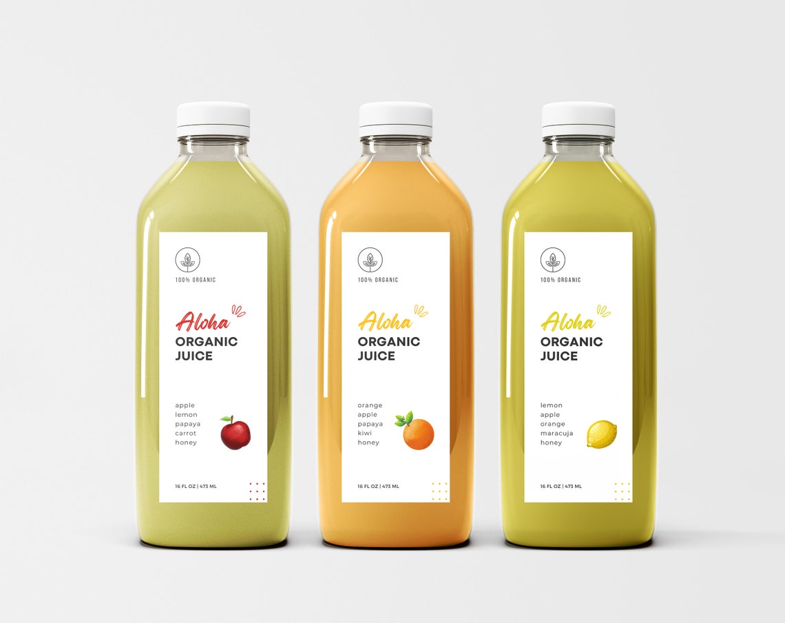 Juice Bottle Labels, Juice Stickers, Editable Juice Labels, Juice Label ...