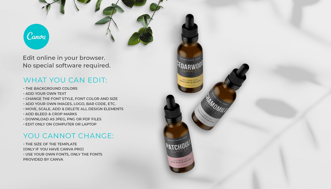 Essential Oil Label Template Body Spray Label Editable Canva Label ...