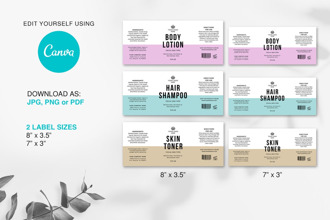 Shampoo Label Template Pump Bottle Label 8 Oz Bottle Label - Etsy