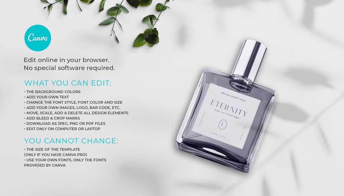 Luxury Perfume Bottle Label Design, Printable Perfume Labels, Custom ...