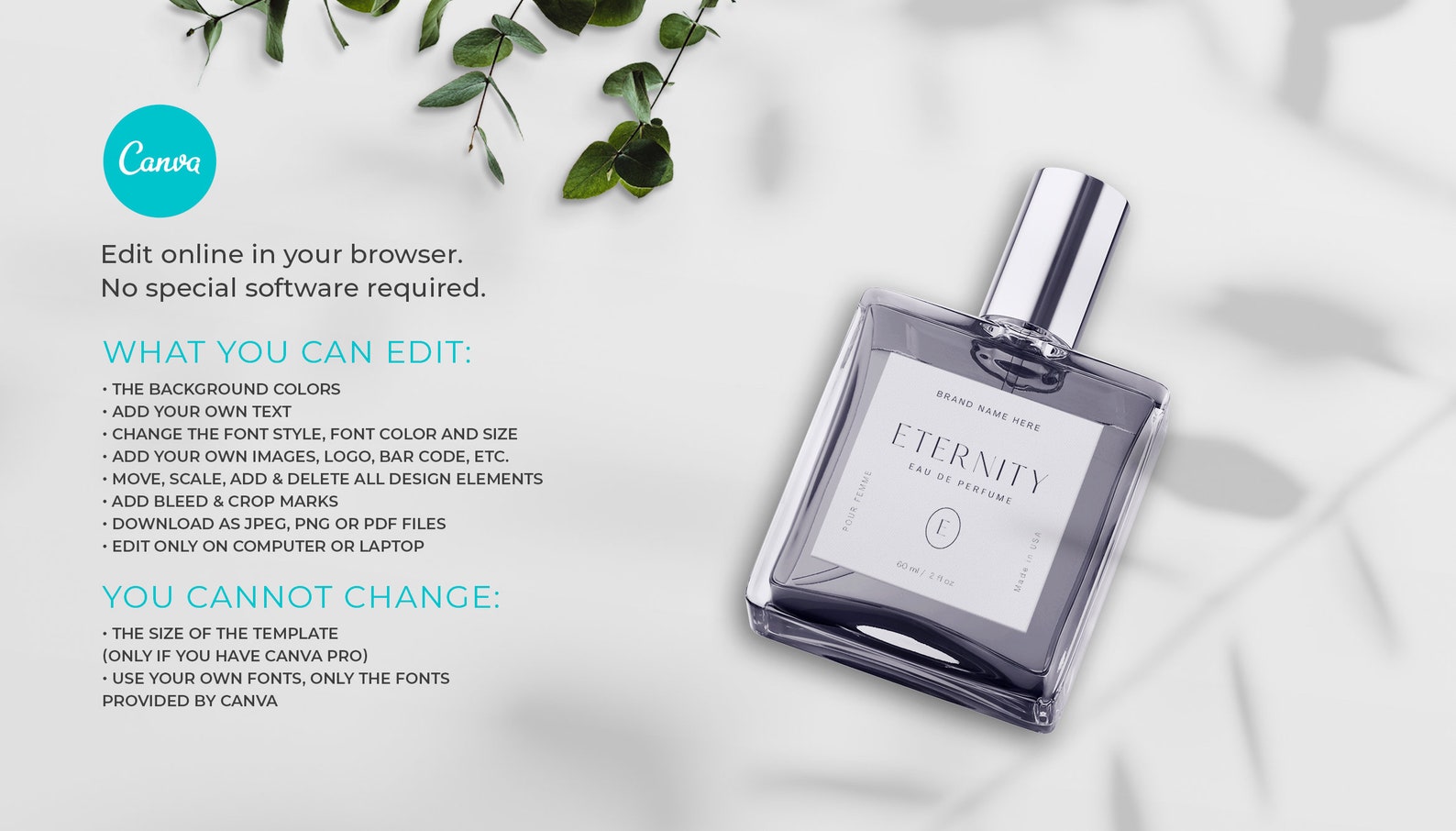 Luxury Perfume Bottle Label Design, Printable Perfume Labels, Custom ...