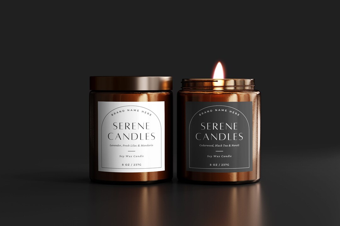 Luxury Candle Label Template - Canva Candle Jar Label - Elegant Candle ...