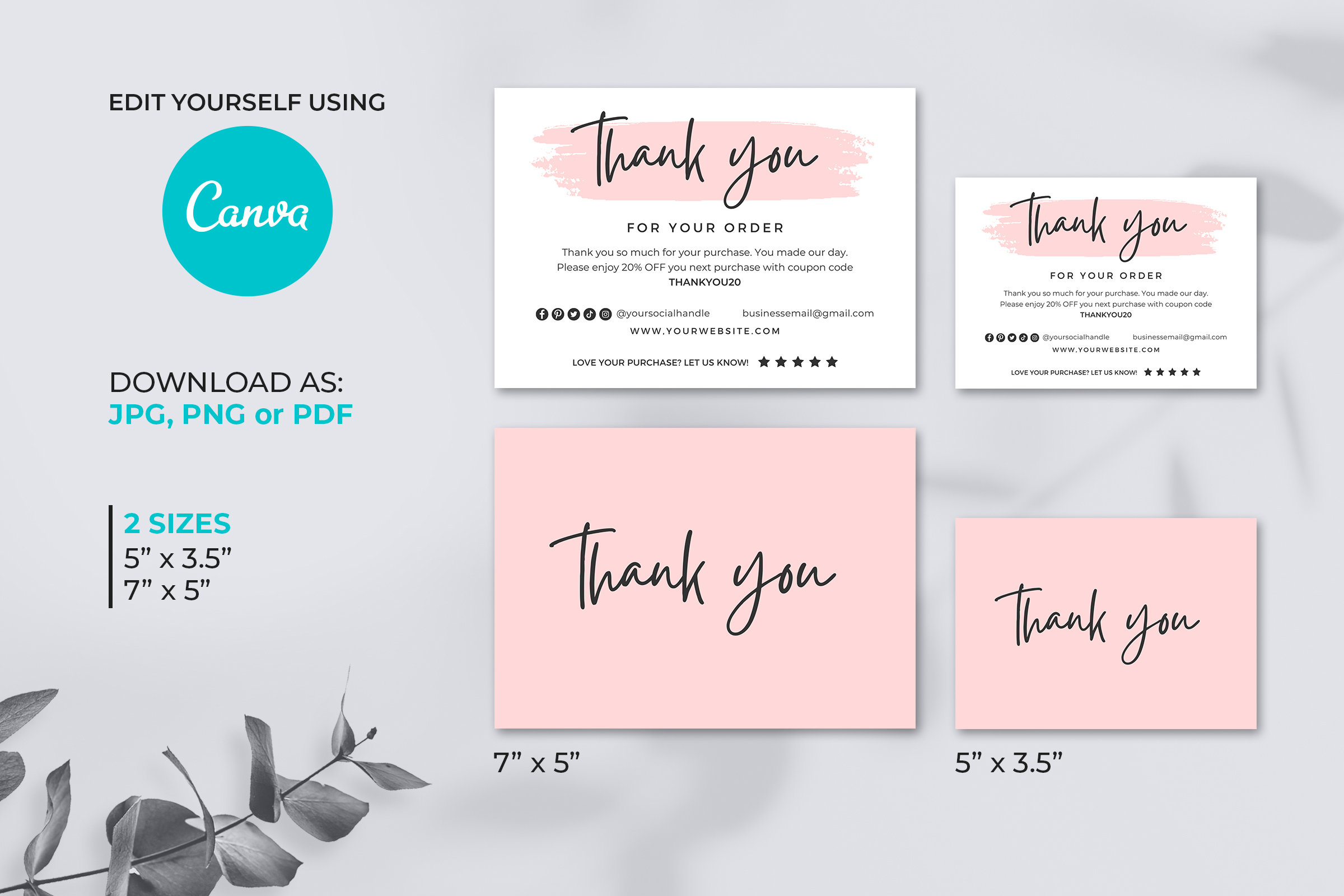 Small Business Thank You Card Printable, Perfect for Showing ...
