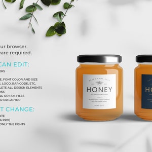 Canva Honey Jar Labels Template, Jam Jar Labels, Honey Labels Design ...