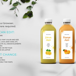 Juice Bottle Label, Custom Juice Labels, Drink Labels, Beverage Labels ...