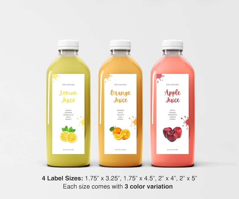 Juice Bottle Label, Custom Juice Labels, Drink Labels, Beverage Labels ...