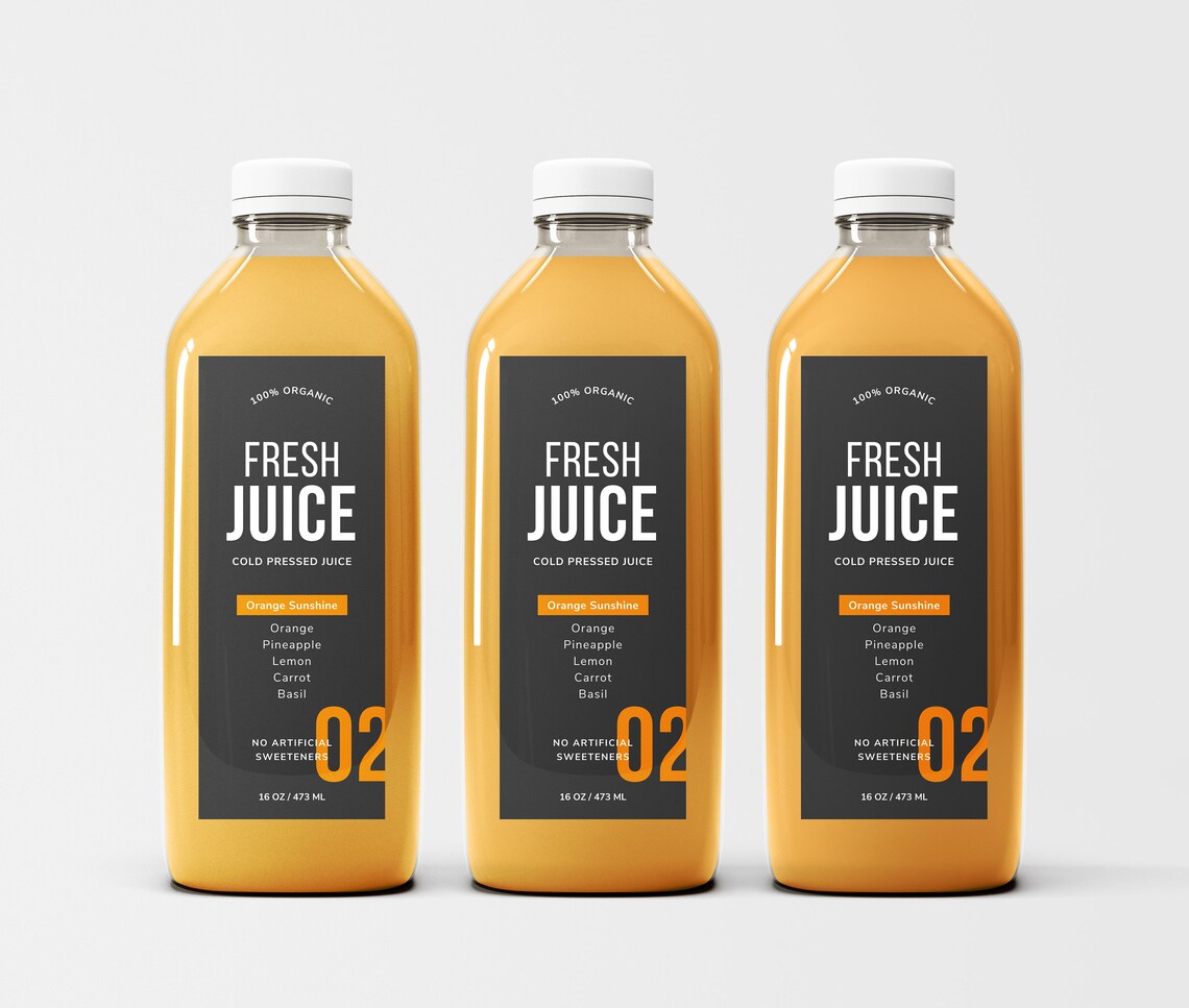 Juice Labels Template, Custom Juice Bottle Label, Canva Raw Juice Label ...