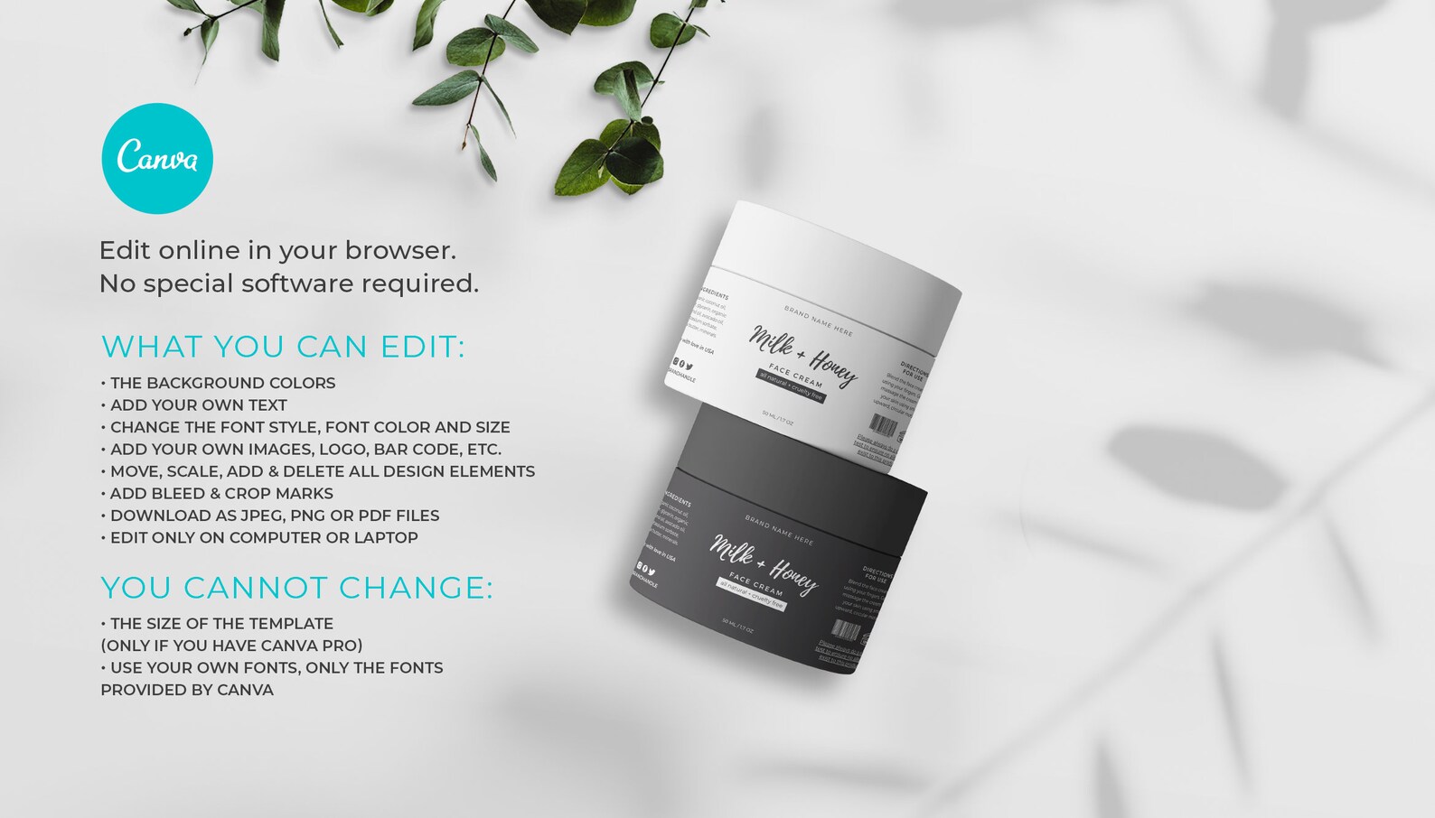 DIY Label Template - Editable Jar Label - 5x2 - Body Cream Jar ...