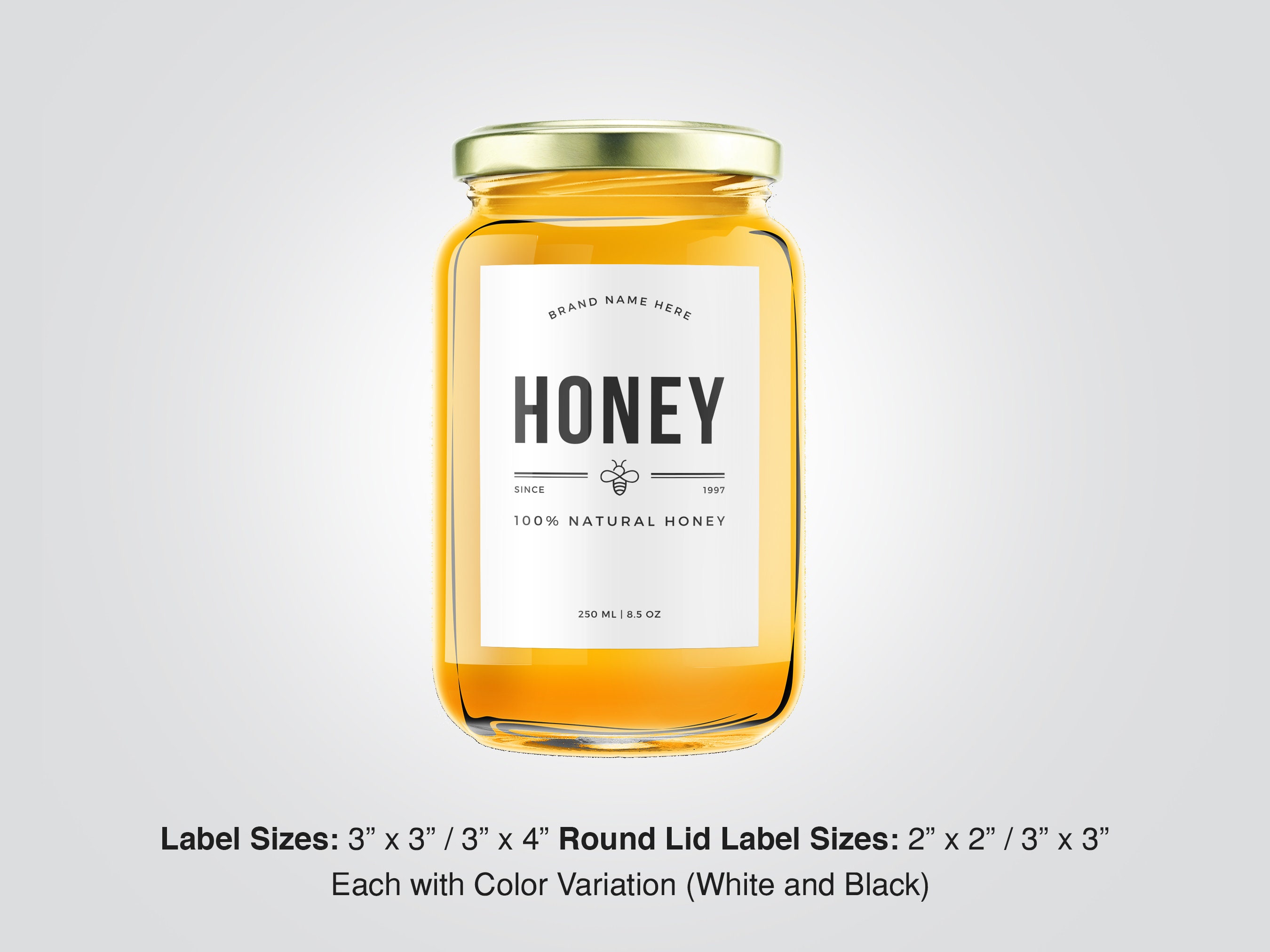 Honey Jar Label Template Design, Honey Stickers, Homemade Honey Labels ...