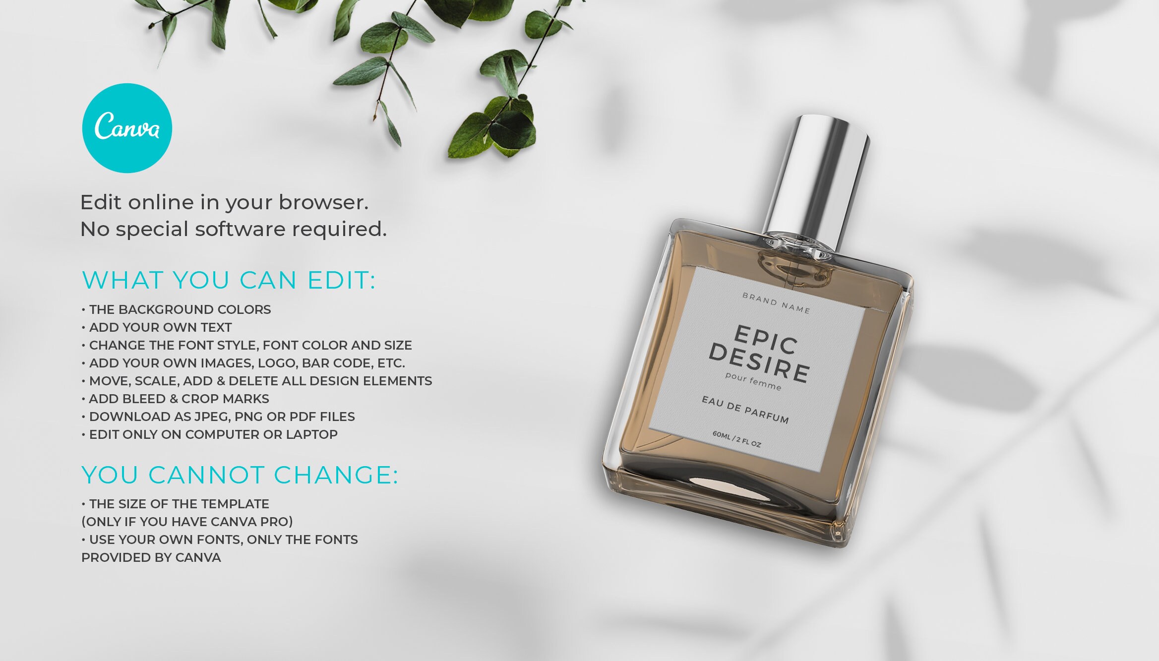 Editable Perfume Label Template - Fragrance Labels Design - Canva ...