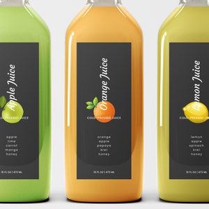 Juice Bottle Labels, Juice Custom Labels, Editable Juice Labels ...