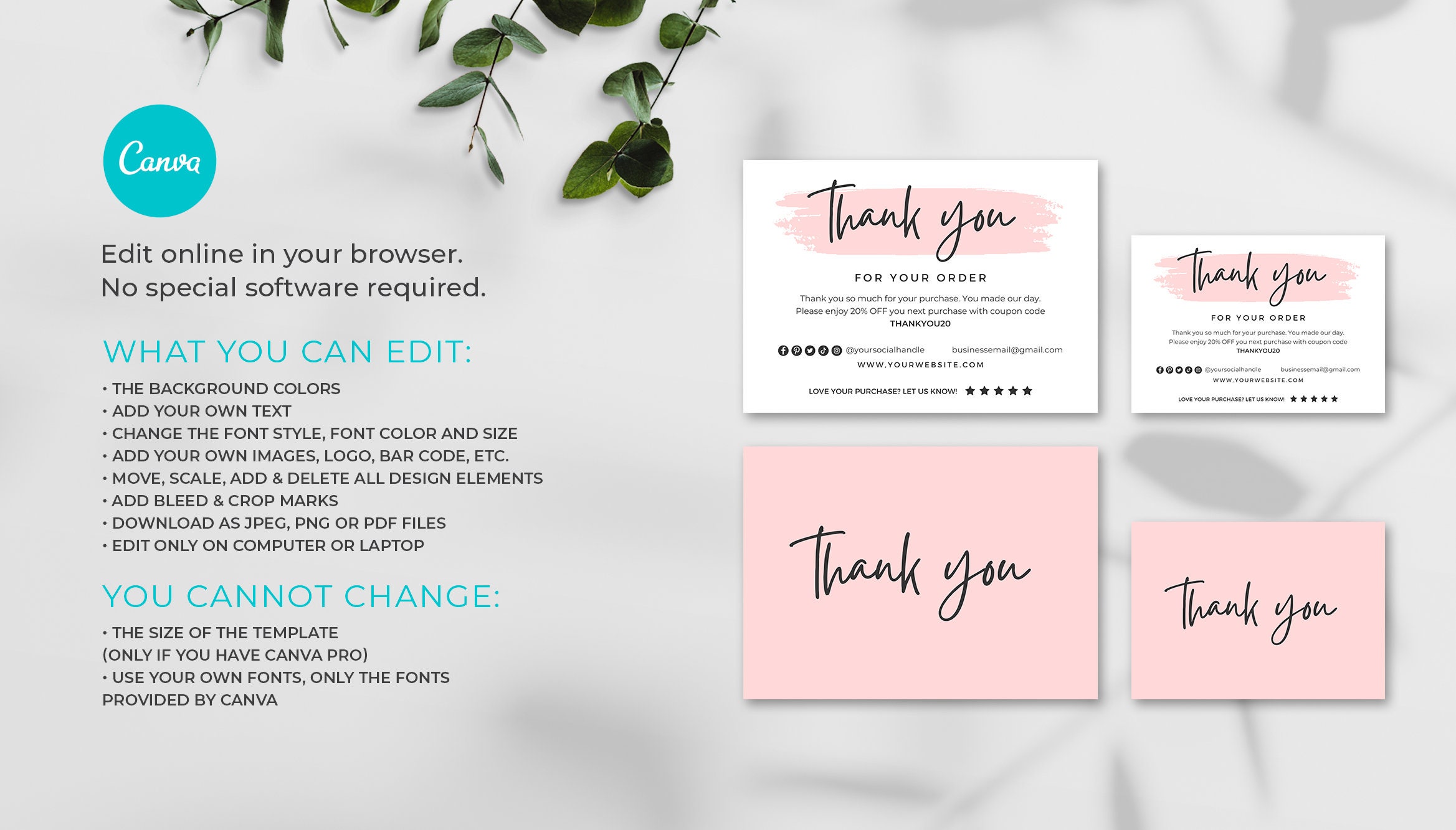 Small Business Thank You Card Printable, Perfect for Showing ...