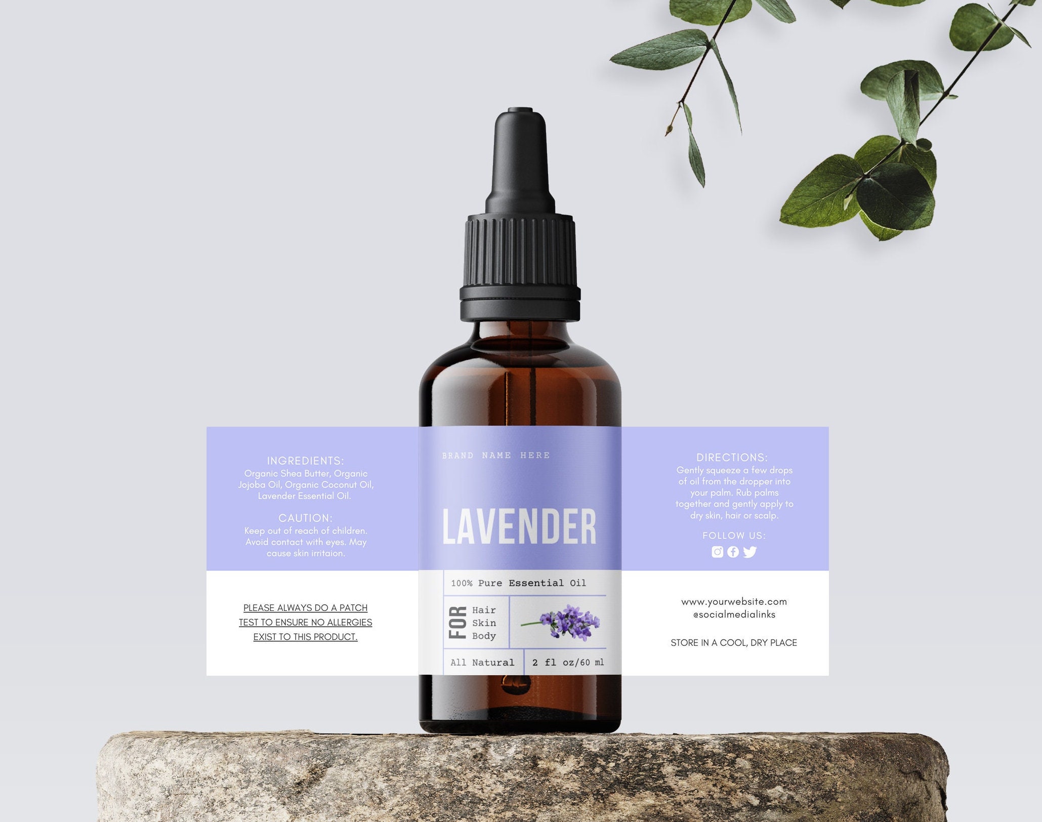 Dropper Bottle Labels Template - Custom Product Label - 2oz Spray ...