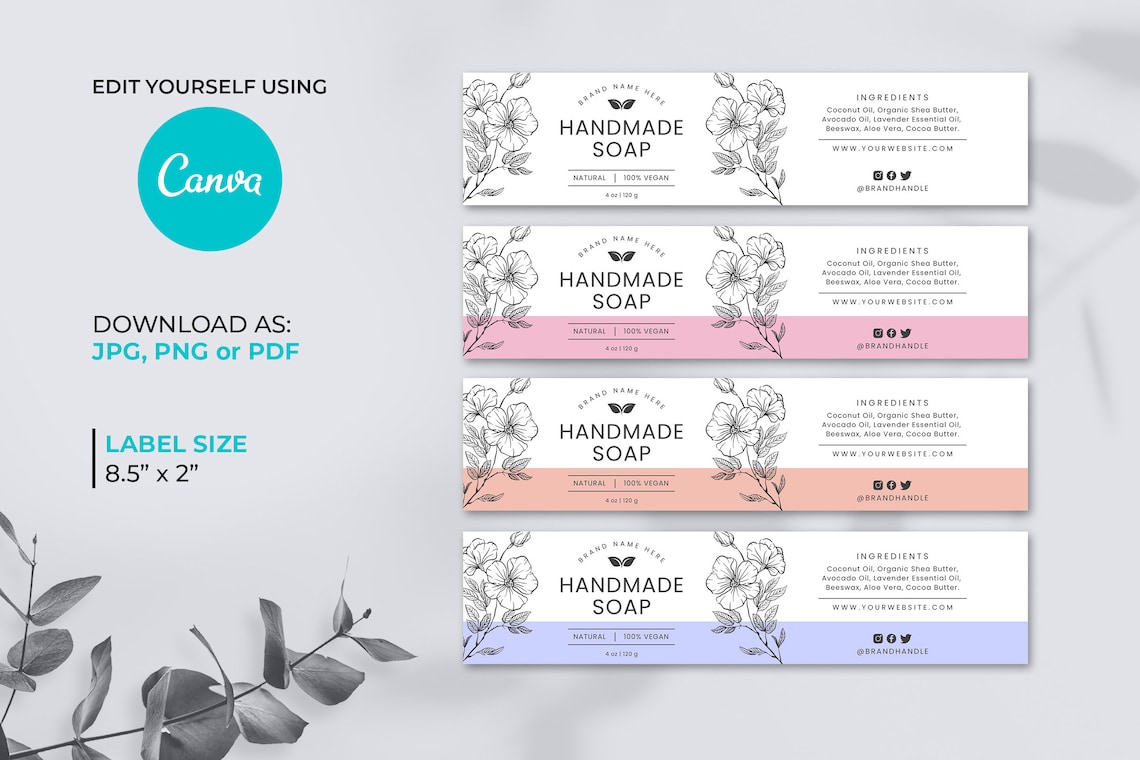 Soap Labels Template Handmade Soap Labels Canva Soap Label - Etsy
