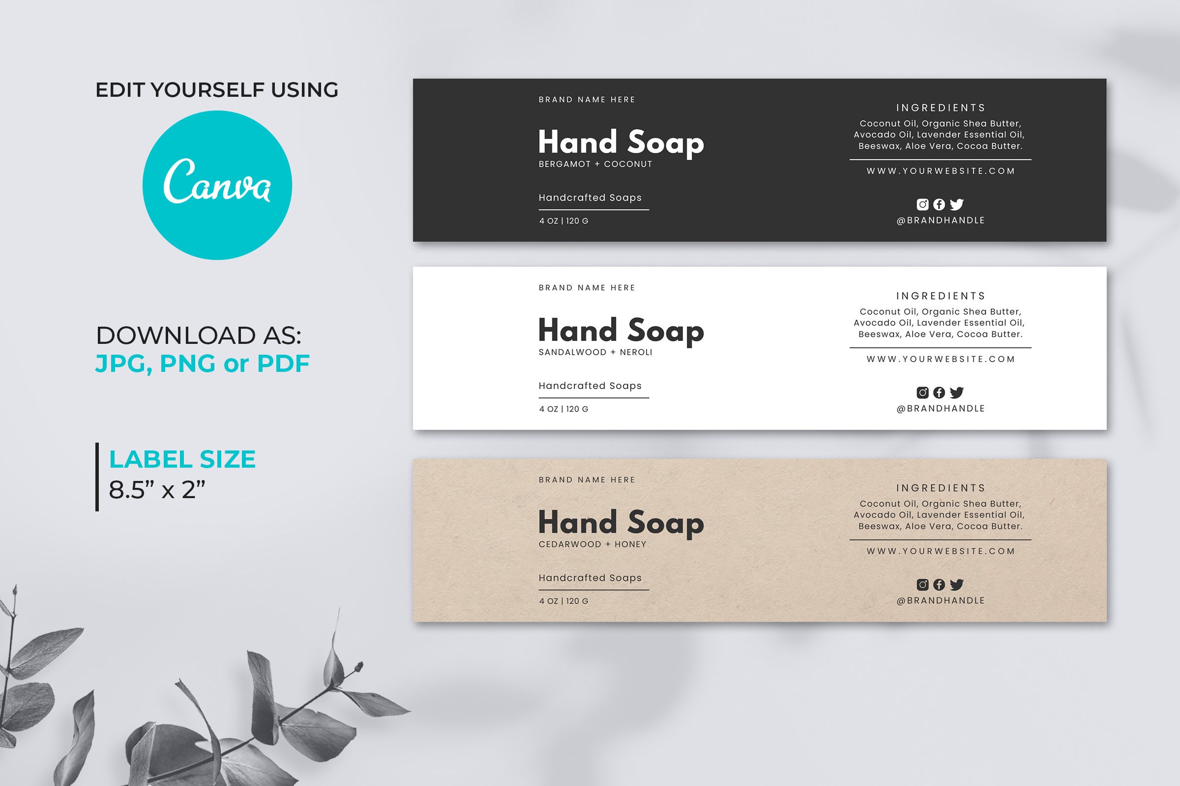 Soap Bar Label Template, Soap Band Template, Canva Handmade Soap Bar ...