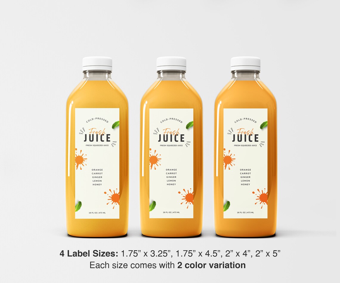 Juice Bottle Labels Template, Homemade Juice Label, Editable Juice ...