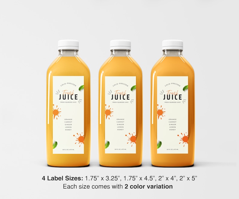 Juice Bottle Labels Template, Homemade Juice Label, Editable Juice ...