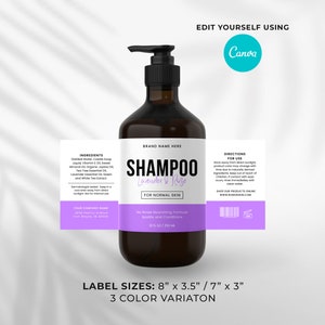 Shampoo Bottle Label Template, Body Wash and Conditioner Labels ...