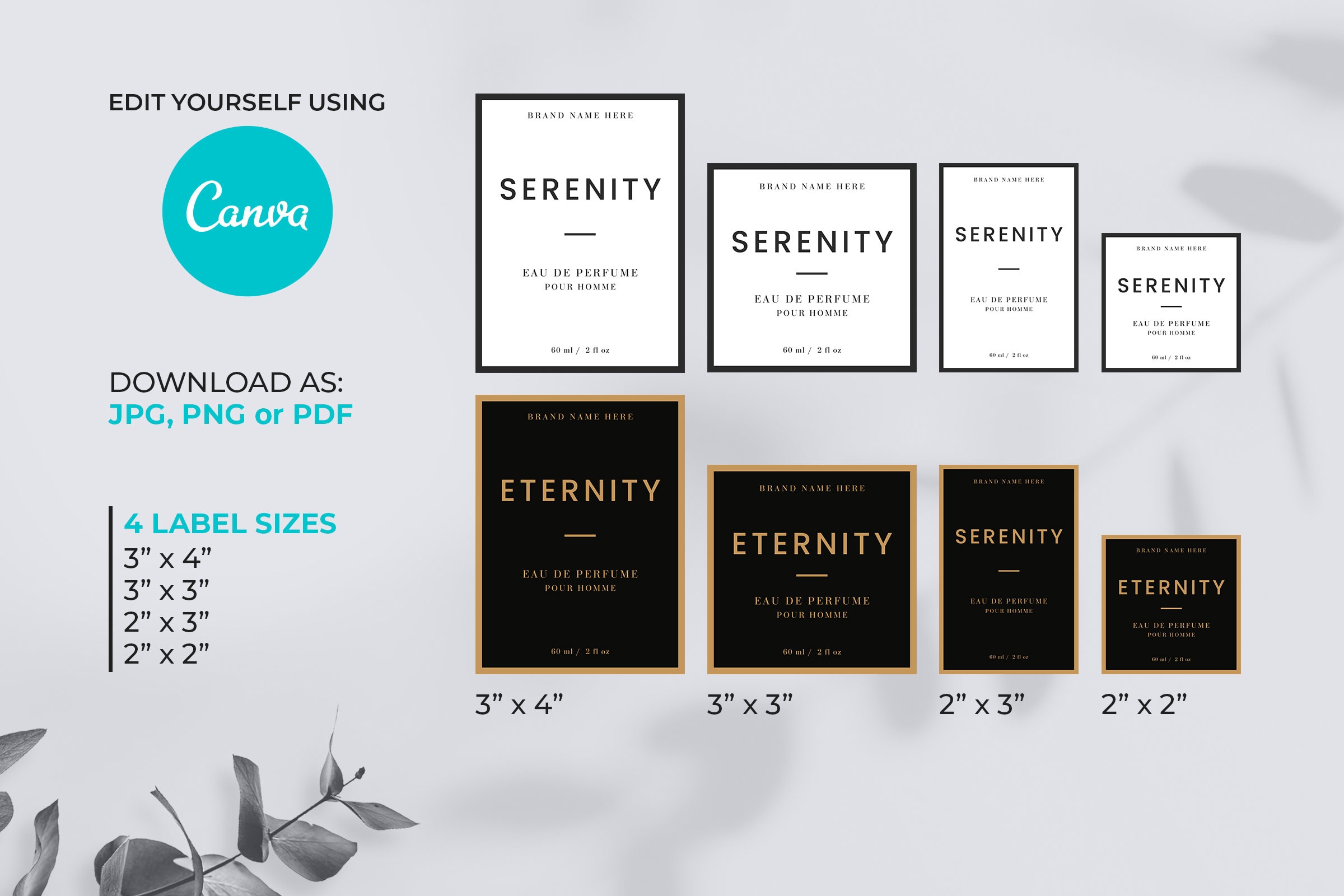 Canva Perfume Bottle Labels Design, Gold Metal Labels, Custom Fragrance ...