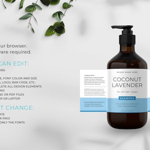 Shampoo Labels Template - Bottle Label Template - 8 Oz Bottle Label ...