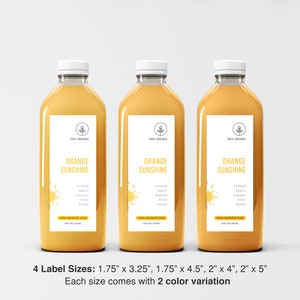 Juice Labels Template, Juice Bottle Labels, Editable Juice Labels ...