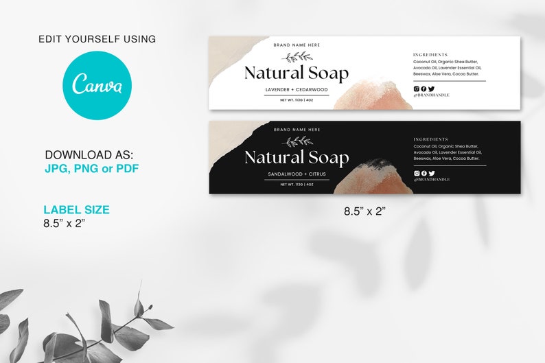 Soap Labels Template, Soap Bar Label Sticker, Customizable, Printable ...