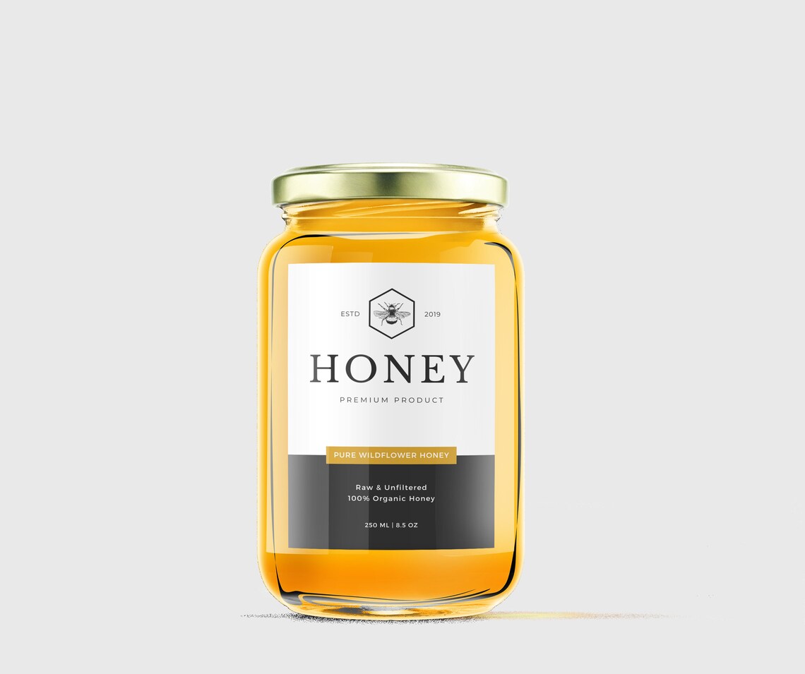 Honey Labels Template, Honey Jar Labels, Editable Honey Label, Instant ...