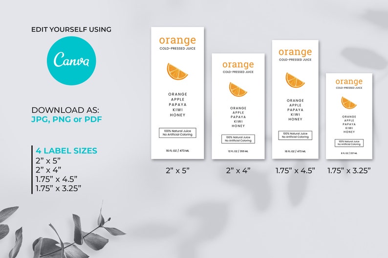 Editable Juice Bottle Label Template, DIY Customizable Juice Labels ...