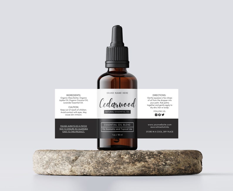 Essential Oil Labels Template - 1 Oz 2 Oz 4 Oz Bottle Label Template ...