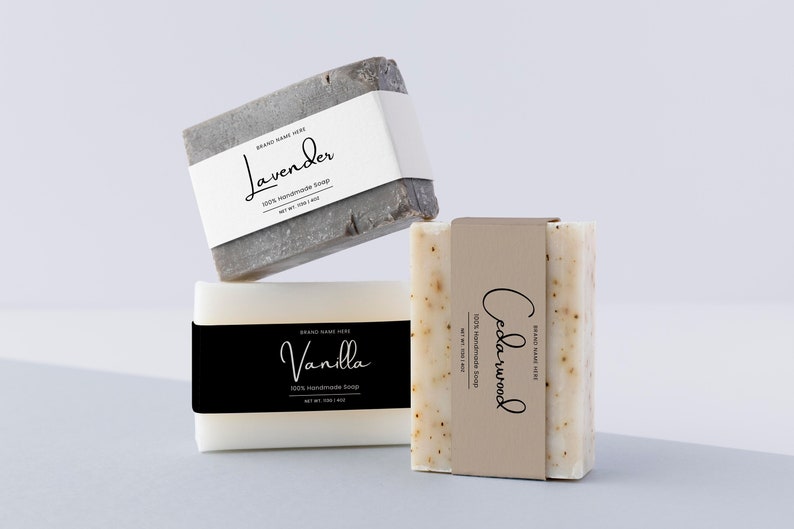 Customizable Soap Wrap Label Template, Professional Soap Bar Labels ...