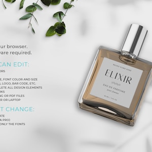 Editable Perfume Bottle Label Template, Personalized Sticker for ...