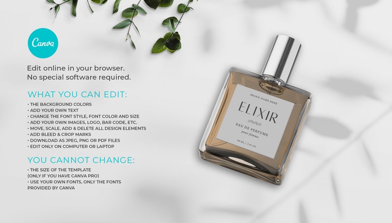 Editable Perfume Bottle Label Template, Personalized Sticker for ...
