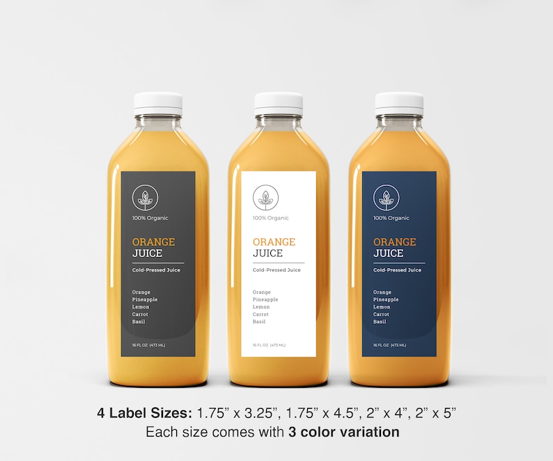 Custom Juice Bottle Label Template, Printable Smoothie Label, Canva ...
