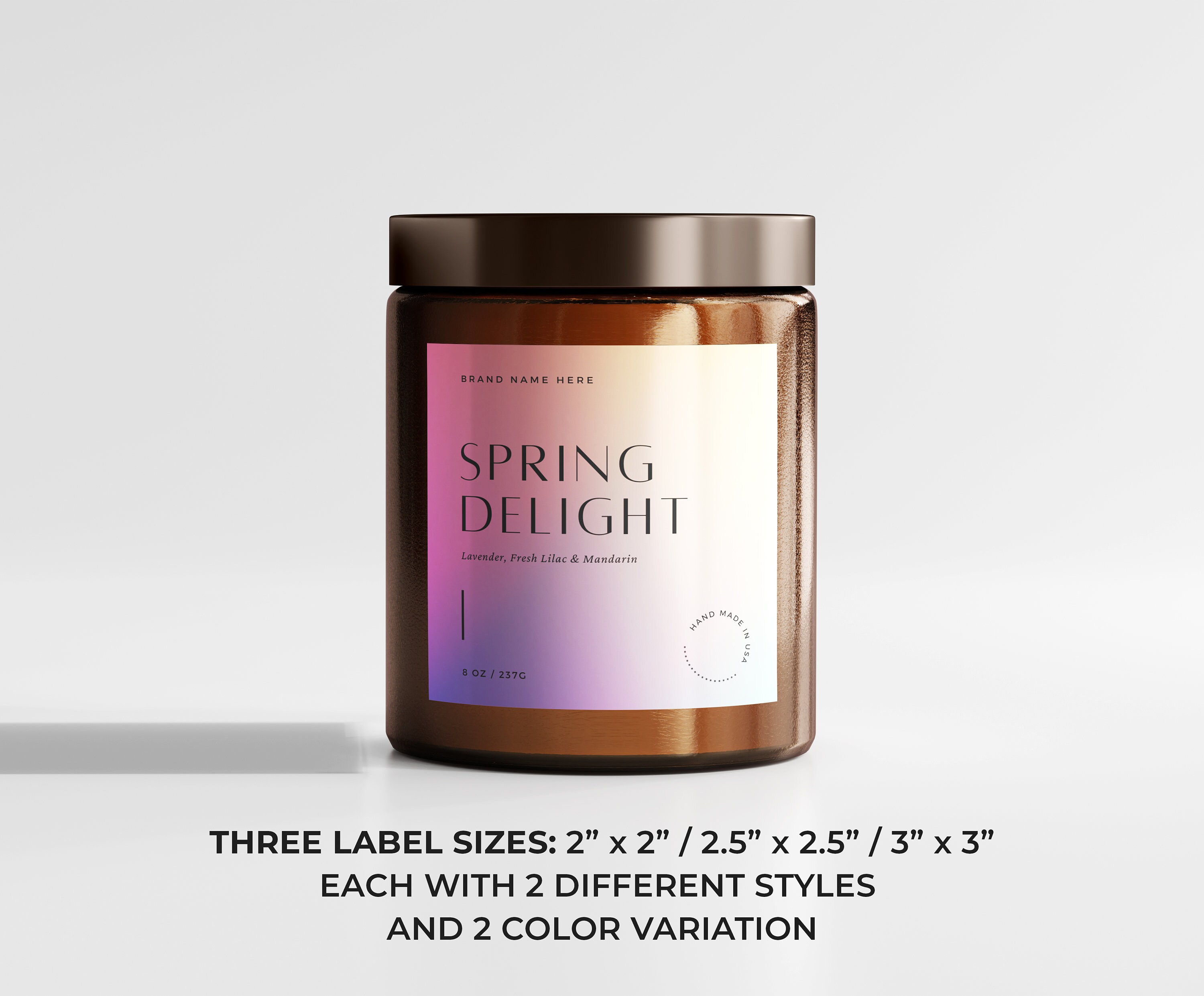 Colorful Candle Labels Template Gradient Candle Label Spring Summer ...
