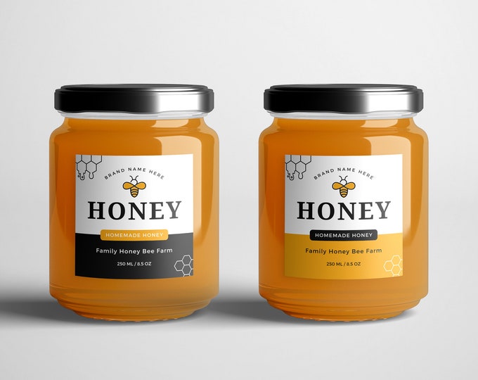 Honey Jar Labels Template, Jam Jar Label Stickers, Customizable Honey ...
