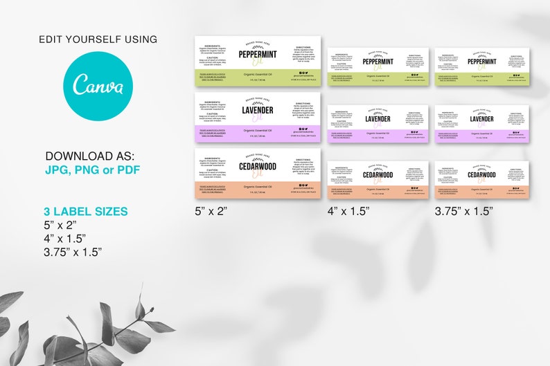 Editable Dropper Bottle Label Template, Essential Oil Custom Product ...