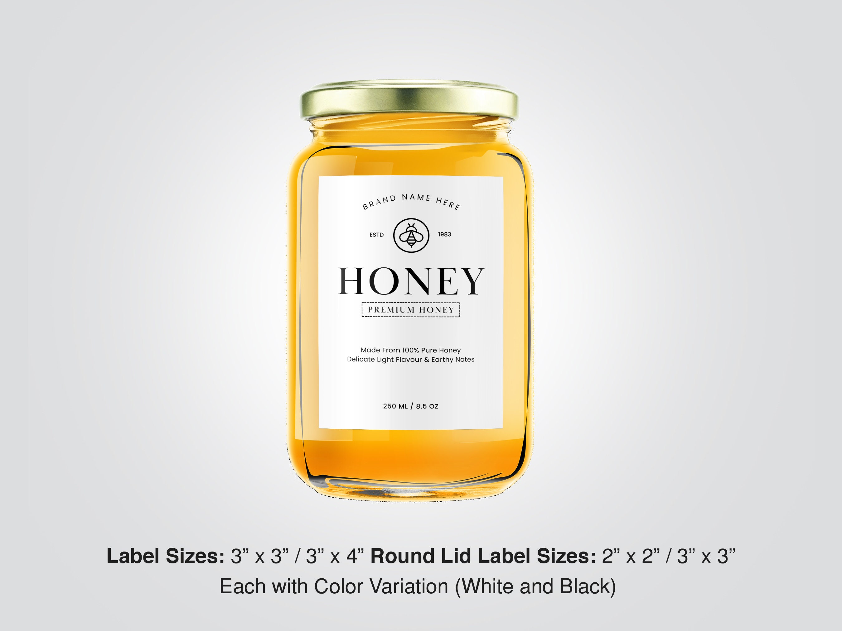 Honey Jar Label Design Template, Canva Honey Labels, Honey Stickers ...