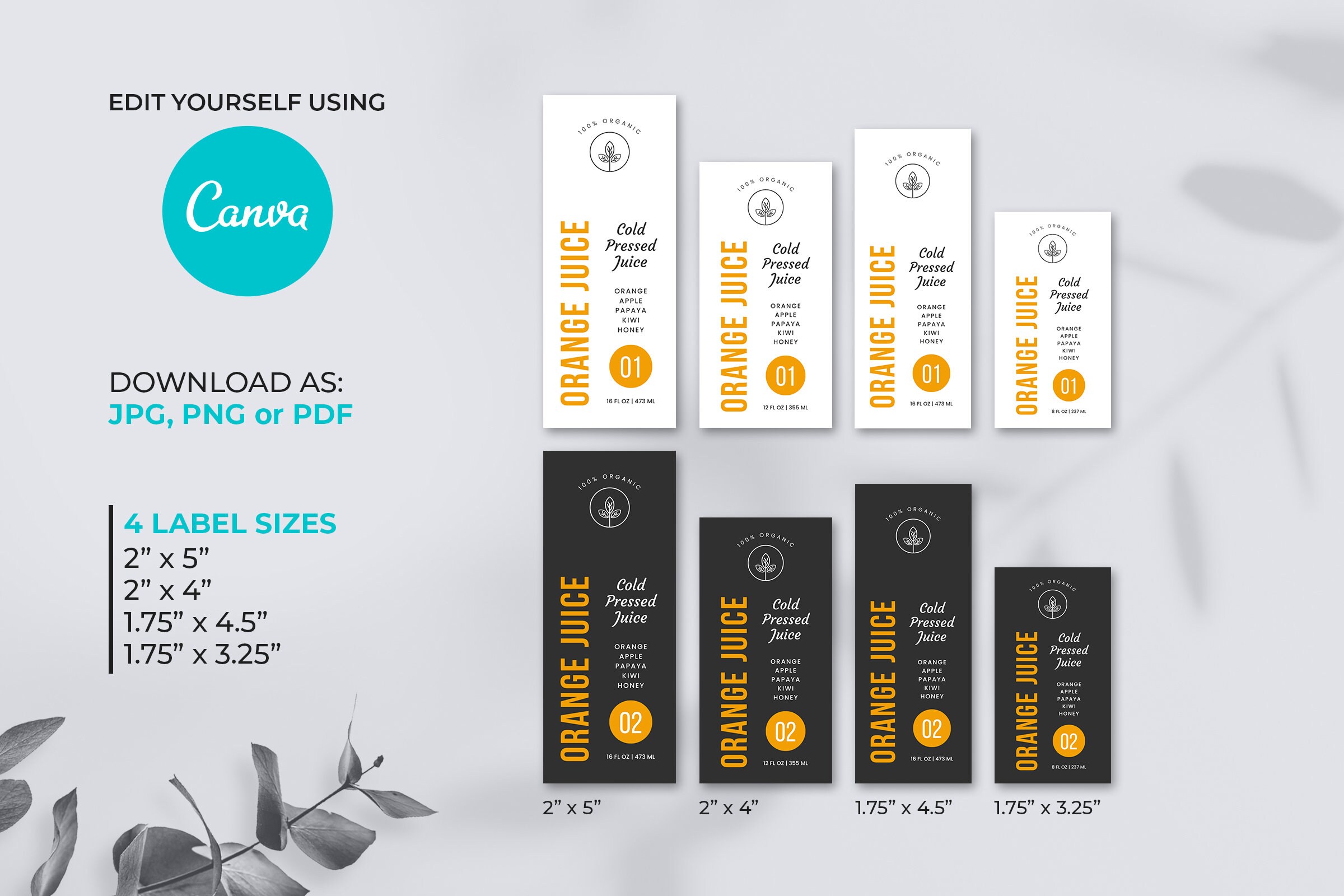 Juice Bottle Labels Template, Custom Juice Labels, Juicing Labels ...