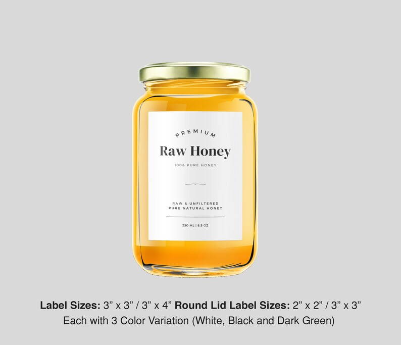 Honey Jar Labels, Homemade Honey Labels, Jar Label Template, Mason Jar ...