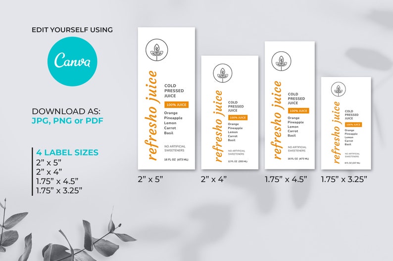 Natural Juice Bottle Labels Template, Labels for Juice Bottles, Raw ...
