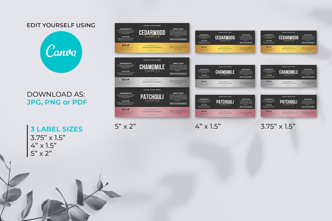 Essential Oil Label Template Body Spray Label Editable Canva Label ...