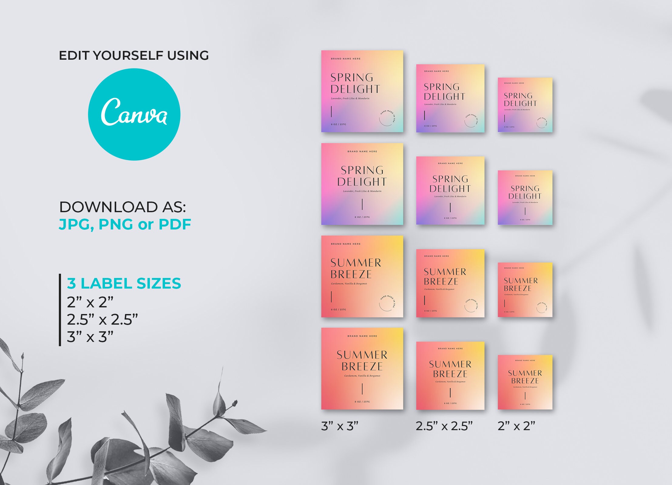 Colorful Candle Labels Template Gradient Candle Label Spring Summer ...