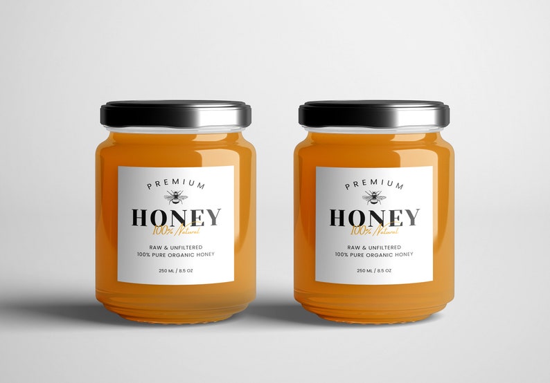 Honey Labels, Printable Honey Jar Labels Template, DIY Packaging ...