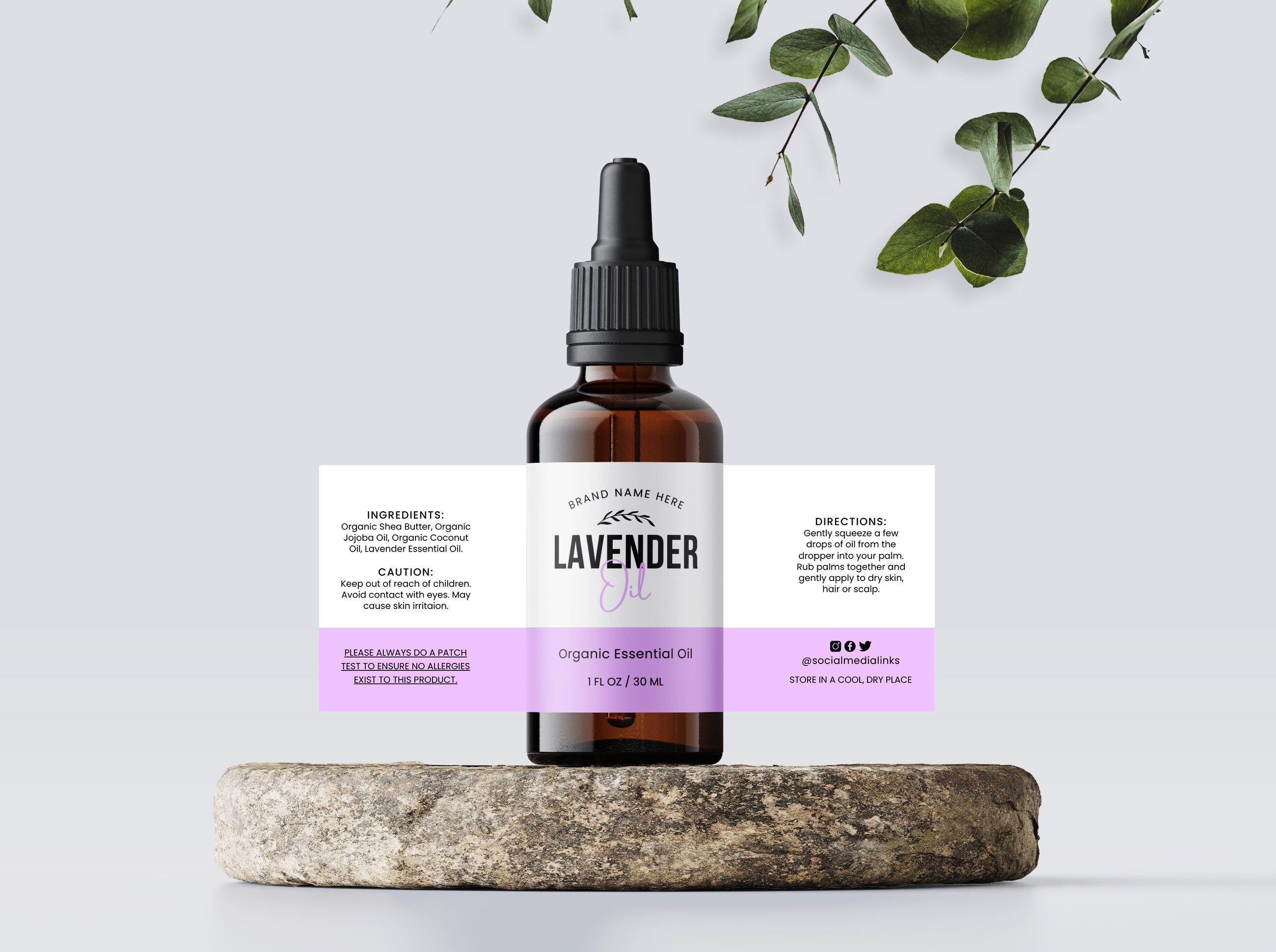 Editable Dropper Bottle Label Template, Essential Oil Custom Product ...