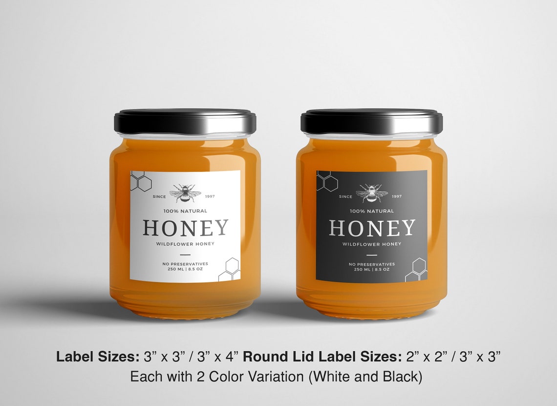 Editable Honey Jar Labels Template, Printable Honey Labels, Homemade ...