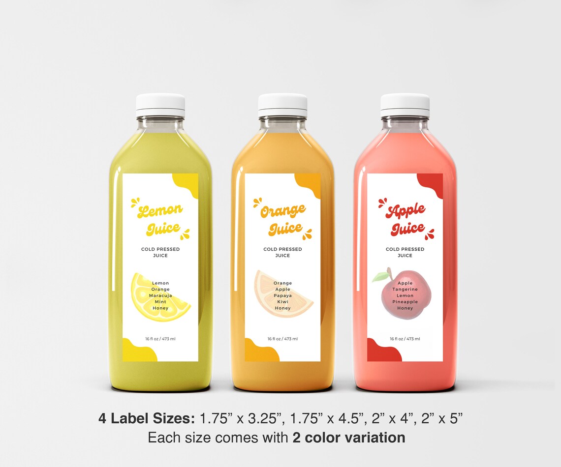 Juice Bottle Label Template, Juice Labels, Custom Juice Labels ...
