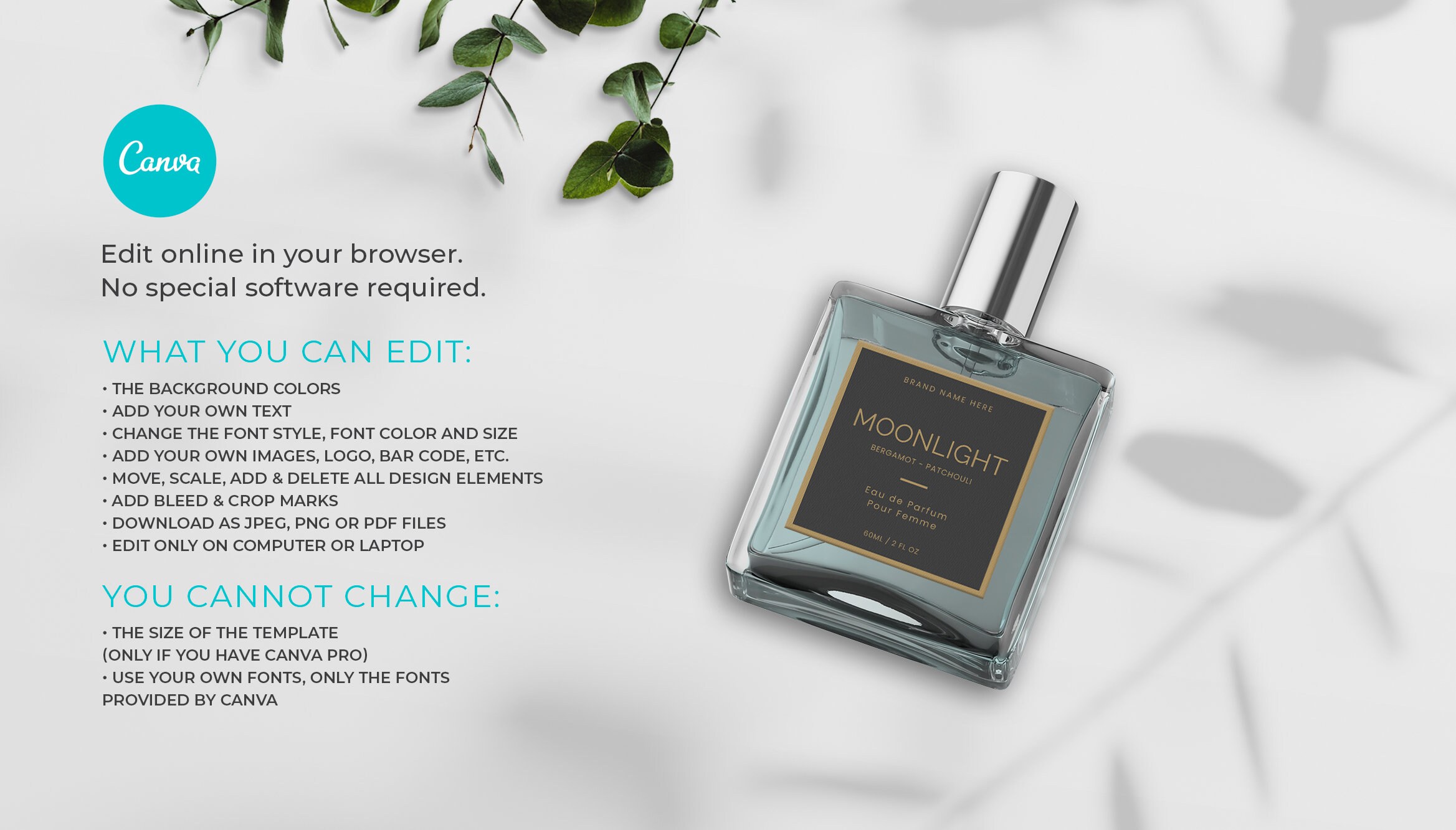 Custom Perfume Label Template Fragrance Bottle Labels - Etsy