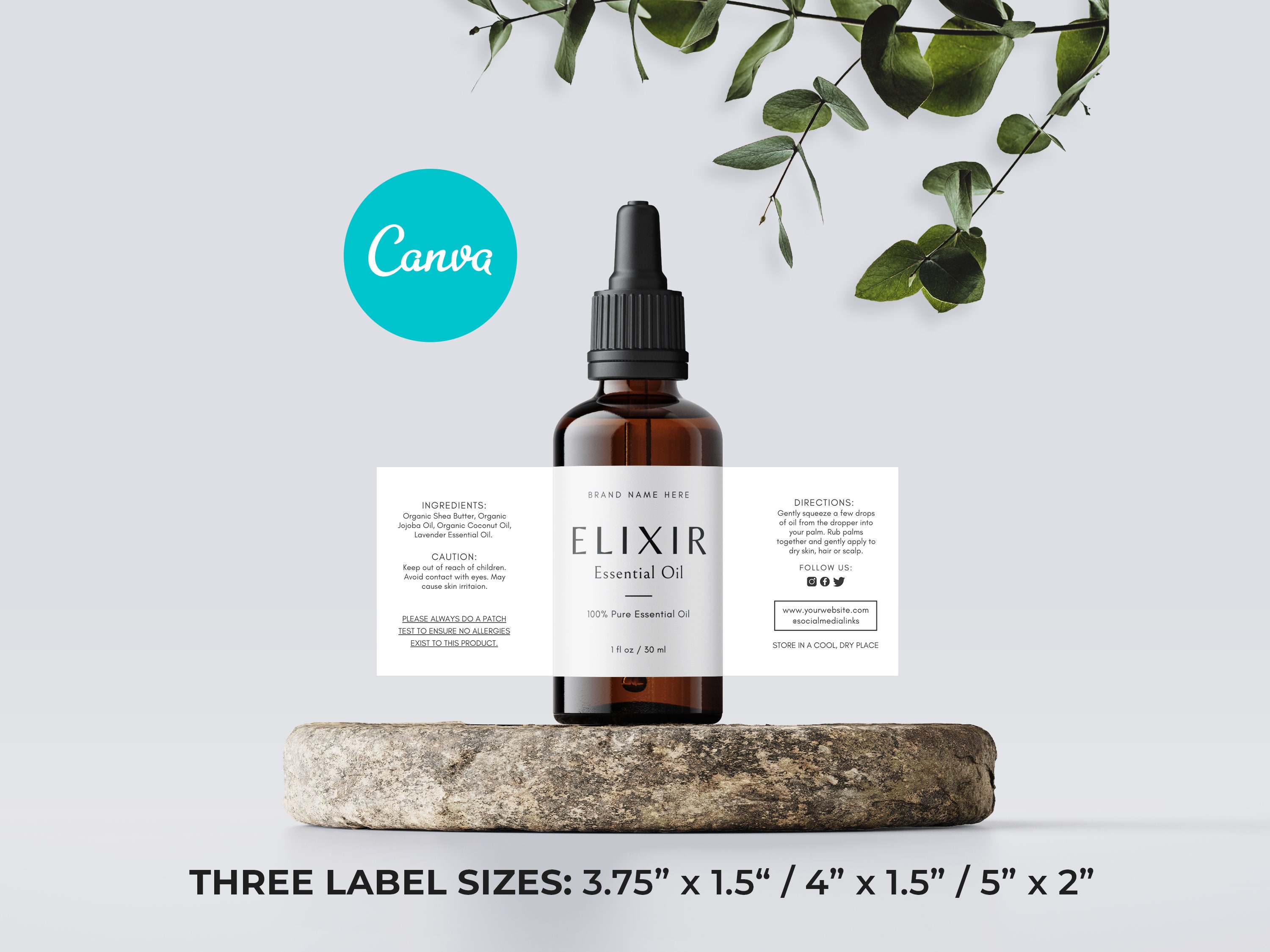 Essential Oil Labels Template, Dropper Bottle Label, Serum Label ...
