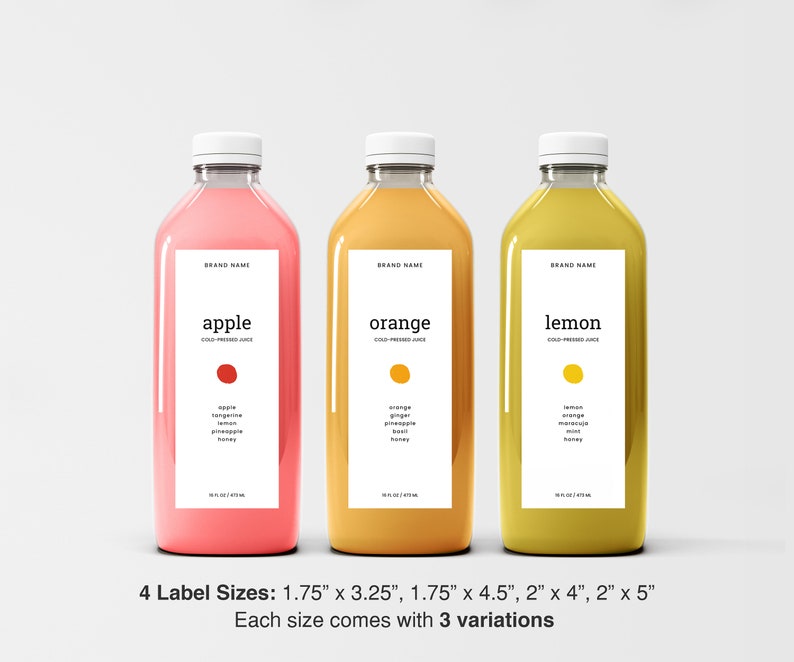 Editable Juice Bottle Label Template, DIY Custom Design, Black ...