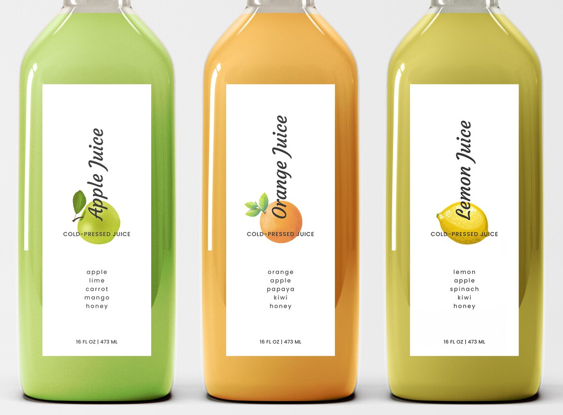 Juice Bottle Labels, Juice Custom Labels, Editable Juice Labels ...